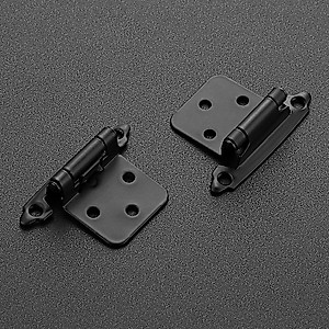 Ravinte 30Pack 15Pairs 1/2”Overlay Cabinet Door Hinges Kitchen Cabinet Hinges Black Semi-Concealed Hinges Face Mount Self-Closing Cabinet Hinges W/Door Bumpers&Screwdriver