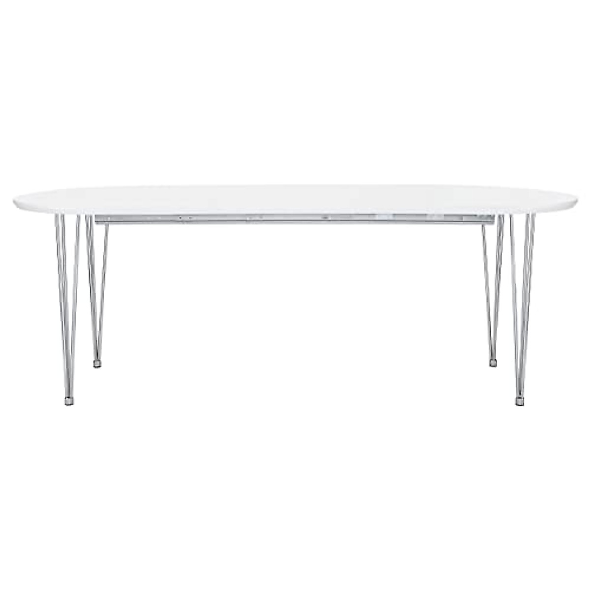 Coaster Home Furnishings Heather Oval Dining Table with Hairpin Legs Matte White and Chrome