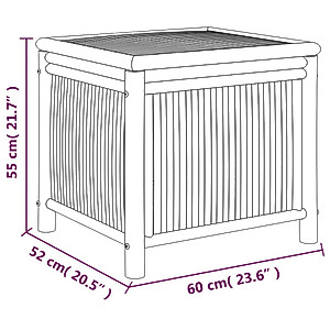 UTSRABFA Patio Storage Box Dock Box Farmhouse Storage Boxes Patio Storage Box 23.6"x20.5"x21.7" Bamboo Suitable for Outdoor, Garden, Balcony, Swimming Pool