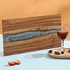 THE LIVE EDGE - Olive Wood Black Charcuterie Board Serving Platter | Handmade Epoxy Cutting Board | Resin Meat and Cheese Tray | Breakfast Board | Wooden Cheese Boards Charcuterie Boards Gift Set