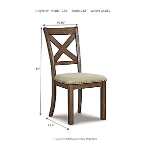 Signature Design by Ashley Moriville Modern Farmhouse 19" Upholstered Dining Room Chair, 2 Count, Brown
