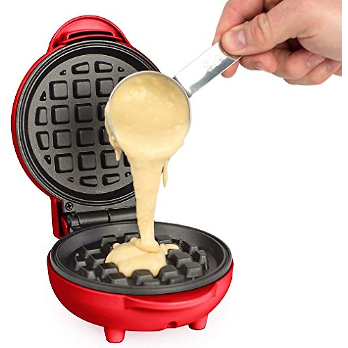 Nostalgia MWF5AQ MyMini Personal Electric Waffle Maker, Hash browns, French Toast Grilled Cheese, Quesadilla, Brownies, Cookies, Red