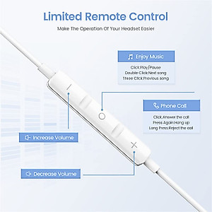 2 Pack-Apple Earbuds for iPhone Headphones Lightning Connector [Apple MFi Certified] Wired Earphones Built-in Microphone & Volume Control Compatible with iPhone 14/13/12/11/XR/XS/X/7/8