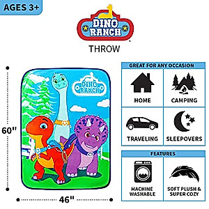 Franco Kids Bedding Super Soft Micro Raschel Throw, 46 in x 60 in, Dino Ranch