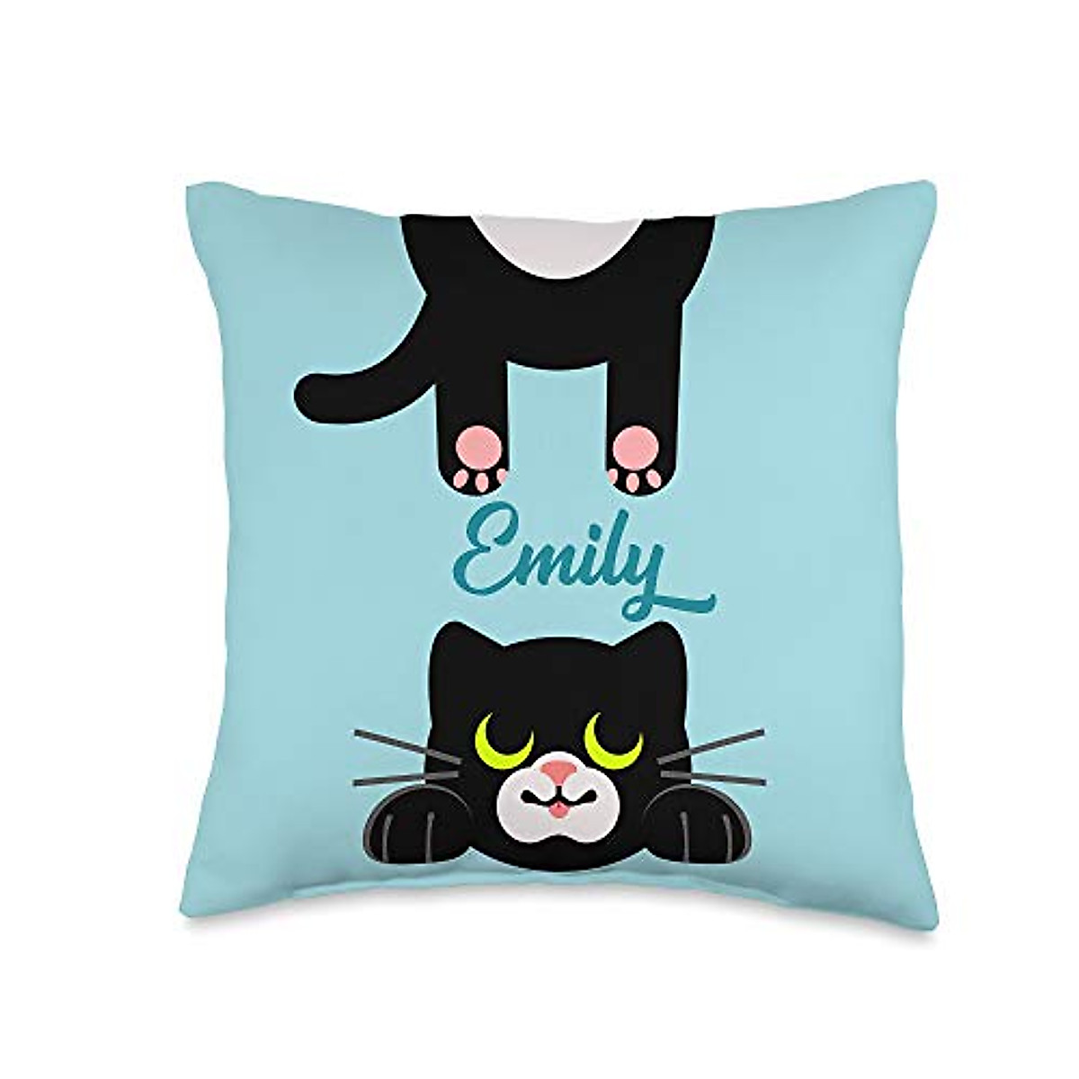 Kitty Cat Emily Name Gifts Emily Name Gift Girls Personalized Kitty Cat Bedroom Decor Throw Pillow, 16x16, Multicolor