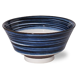 Hinomaru Collection Authentic Japanese Minoyaki Porcelain Handpainted Ramen Bowl Large Noodle Multi Purpose Bowls Set 16.58 fl oz 7.25 inch W Set of 2 Pair Set (Komasuji)