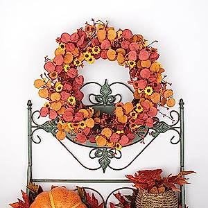 DIYFLORU Fall Wreaths for Front Door 22 inch Autumn Door Wreath Fall Eucalyptus Wreath with Daisy for Thanksgiving Harvest Festival Indoors Outside