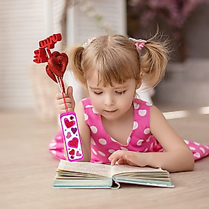 Winlyn 24 Sets Valentine's Day Decorations DIY Heart Bookmarks Valentine Craft Kits Blank Foam Bookmarks with Assorted Hearts Stickers for Kids Classroom Activities Reading Party Favors Gift Exchange