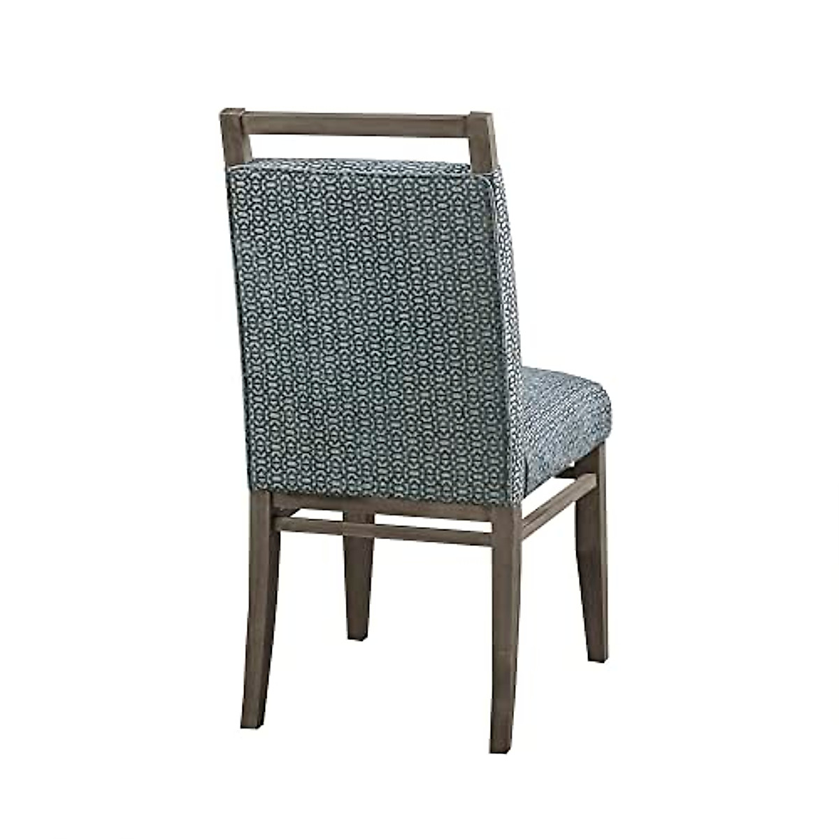 Madison Park Elmwood Dining Chair Set of 2-Cut Velvet Upholstered Backrest, Foam Seat Cushion Modern Kitchen Furniture, Reclaimed Grey Finished Solid Wood Legs, 38.5" H, Blue