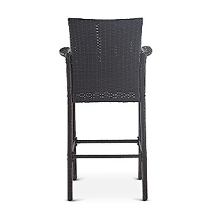 Christopher Knight Home Delfina Outdoor Wicker Barstools, 2-Pcs Set, Grey