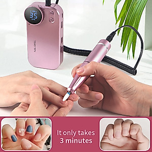 Portable Nail Drill Kit,35000RPM Electric Nail Drill Machine E File with Bits and Sanding Bands for Acrylic Gel Nails Polishing,Professional 4500mAh Rechargeable Nail Drill for Manicure Salon Home