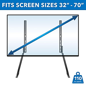 Mount-It! Tabletop TV Stand Base with Tilt Function, Universal TV Base Replacement with Height Adjustment, TV Legs Fits Most 32 to 70 inch Flat Screen TVs, VESA up to 800 by 400mm, 110 Lbs Capacity