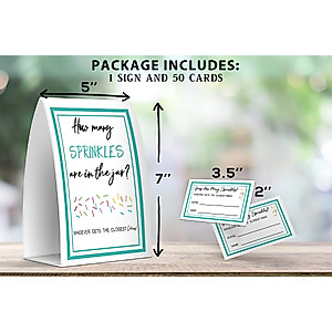 Guess How Many Sprinkles Are In The Jar, Baby Shower Games, Baby Shower Decorations - One Sign and 50 Cards(MANY023)
