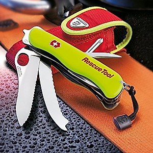 Victorinox Swiss Army Rescue Tool Pocket Knife with Pouch, Fluorescent Yellow ,111mm