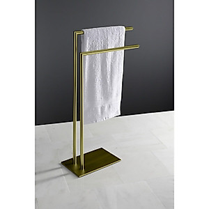 Kingston Brass Edenscape Freestanding Dual Towel Rack Brushed Brass Brushed