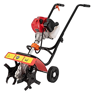 Futchoy 52CC 2 Stroke Gas Powered Tiller Heavy Duty Mini Gasoline Tiller Cultivator Gas Powered 2-Cycle Gasoline Garden Farm Tilling Rototiller