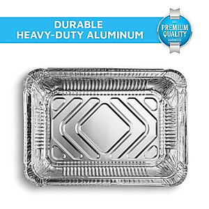 MontoPack Disposable Takeout Pans with Clear Lids | 5lb Capacity Aluminum Foil Food Containers with Seal for Freshness | Eco-Friendly & Recyclable | 25-Pack 6.5x9.5” Drip Pans