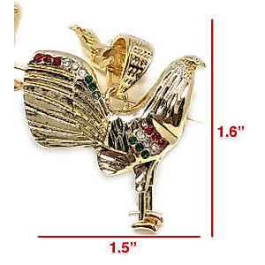 Gold Plated Chicken Rooster Pendant Necklace Figaro 26" 5mm Gallo Medalla Oro Laminado