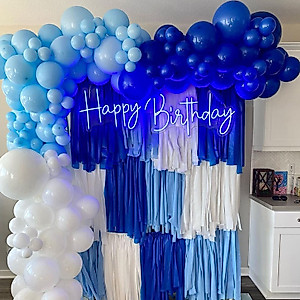 Felice Arts 161Pcs Boy's Birthday Blue Macaron Balloons Garland Kit Dark and Baby Blue Chrome White Balloons Arch Kit for Baby Shower Wedding Party Decoration