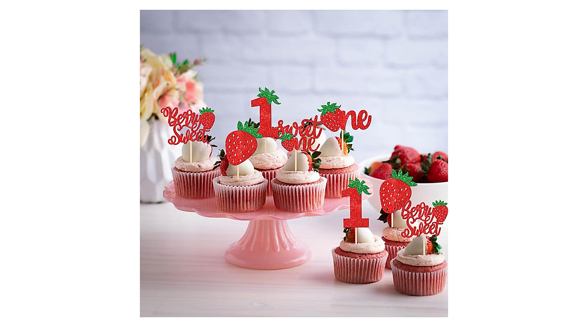 Strawberry Cupcake Toppers - 30 Unique Fruit-Themed Party Decorations