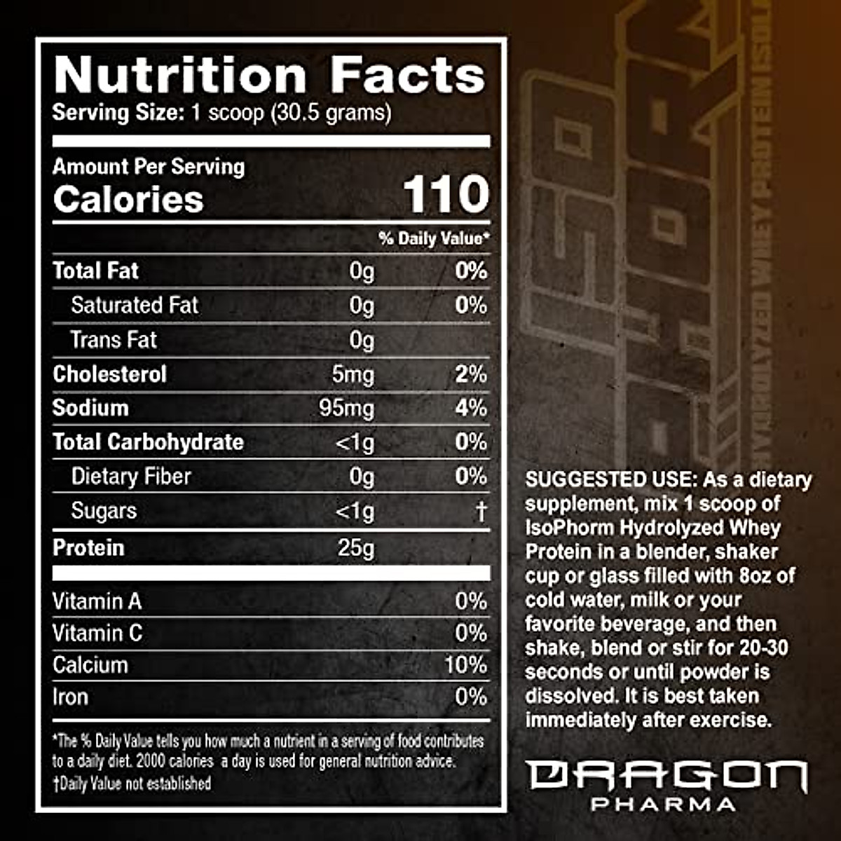 DRAGON PHARMA Hydrolized Whey Protein Isolate, Fast Absorption, Gluten Free, 100% Whey Protein, IsoPhorm, Maximize Recovery, Great Tasting, 25 Grams Per Serving (31 Servings, Vanilla Soft Serve)