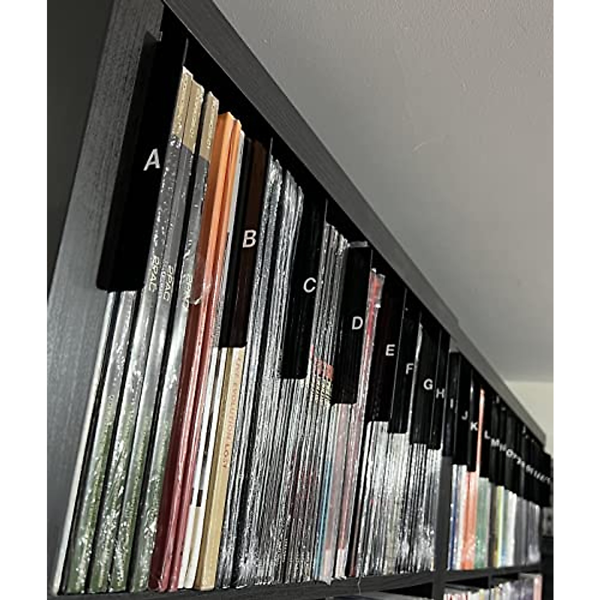 Acrylic DIY Kit [Do-it-Yourself] A to Z Piano Black High Gloss Premium 2mm LP Vinyl Record Dividers [12-inch Tabbed Glossy 12in. Album Organizers A-Z Heavy Duty Professional 33 RPM
