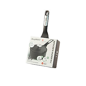 BergHOFF Phantom Nonstick Ceramic 7in Saucepan 2.1qt. With Strainer Lid Recycled Cast Aluminum CeraGreen Non-toxic Coating Full Disk for Glass Top Stoves Potholders Included
