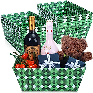 Geyee Large 12 Pcs Sturdy Cardboard Gift Baskets, Empty, Rectangular, 11.8 x 7.5 in, Suitable for Various Occasions, Can Be Customized with Paint, Ribbon or Embellishments