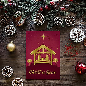 TAOZI&LIZHI Religious Christmas Cards Boxed Assortment with Envelopes, Assorted Lang Merry Christmas Gifts Holiday Blank Greeting Xmas Cards Clearance Bulk, Nativity(4 Designs, 24 Handmade Cards)