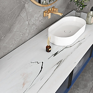 Livelynine Light Pink Marble Contact Paper Peel and Stick Countertops Waterproof Sticky Wallpaper for Bedroom Dresser Cover Top Renter Friendly Vinyl Countertop Contact Paper for Bathroom15.8X78.8