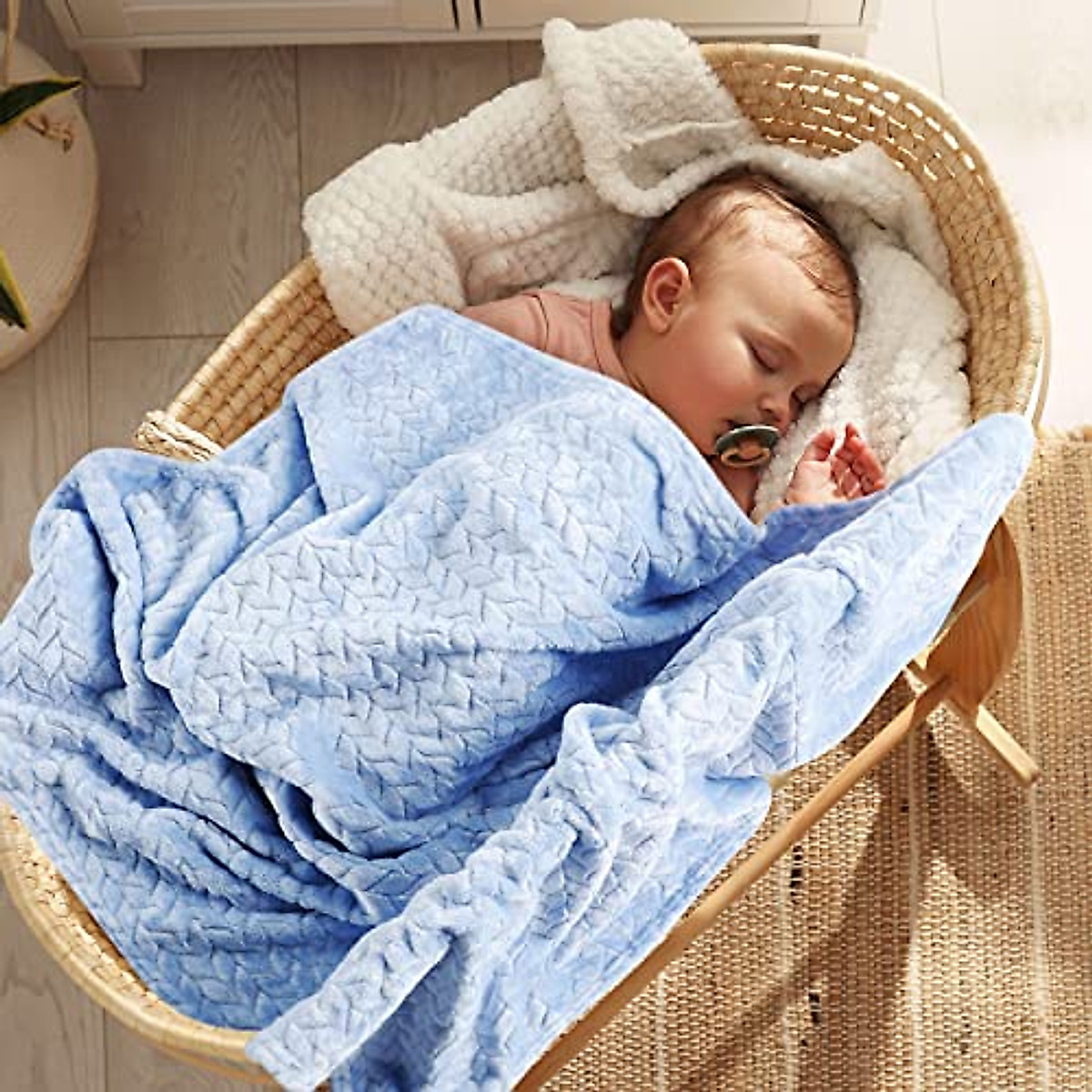 4 Pcs Baby Girl Blankets, Plush Flannel Baby Blanket, Soft and Warm Throw Blankets for Newborn Infant and Toddler, Fleece Blanket for Crib Stroller (30 x 40 Inch)