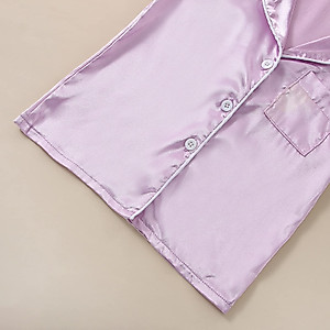 One opening Boy Girl Baby Pajamas Satin Toddler Pajamas Button Down Sleep Suit Kids Pajamas Set Boys Pajamas Girls Pjs (A-Purple, 6-12 Months)