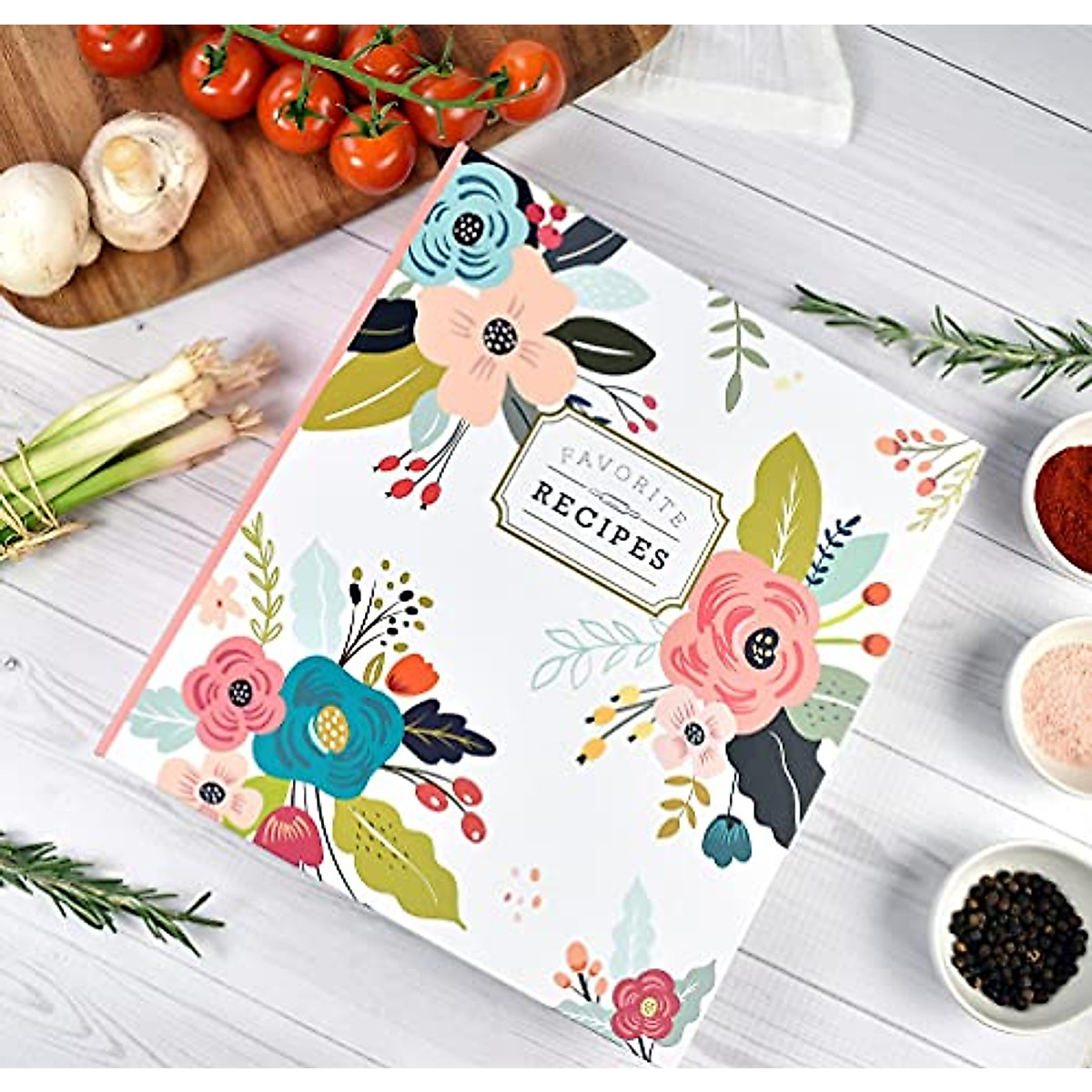 Recipe Binder 3 Ring Organizer Blank Recipe Book 8.5" x 9.5" with 50 Blank Recipes Cards (4x6), Full Page Dividers, Plastic Page Protectors Recipe Book to Write in Your own Recipes