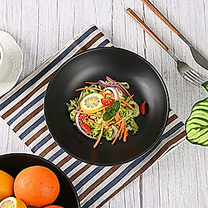 XUEJUN Bamboo Fiber Pasta Bowls 34oz, 8.5inch Pasta Bowls Set of 6, Large Salad Bowls Black Serving Bowls for Salad, Pasta, Fruits, Ice Cream, BPA free, Microwave & Dishwasher Safe