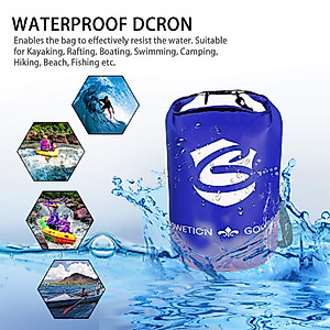 GOWETION Waterproof Floating Dry Bag Roll Top Compression Sack, Outdoor Activities for Submersible Kayaking Fishing Boating Beach Swimming Travel Voyager Camping 10L Waterproof Storage Bag