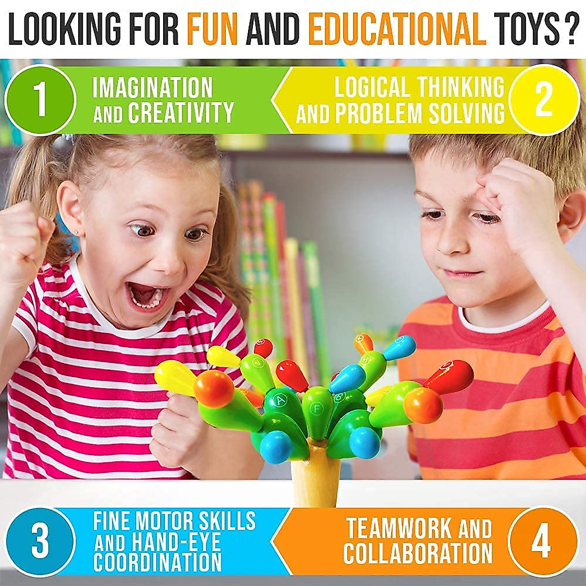 38 PCs Wooden Stacking Stones & Wooden Cactus Toy for Fine Motor Cactus Game, Balancing Cactus Toy is Made for Toddler and Kids with Easy Storage Bag, Educational Stacking Tree and Rock Stocking