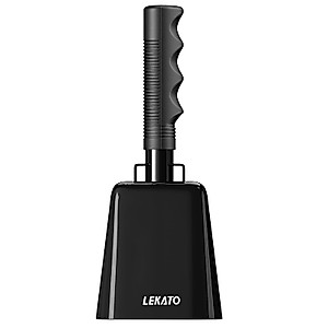 8 Inch Steel Cow Bell with Handle, 2-Pack Noise Makers Cowbell for Sport Events Cheering Hand Bell for Football Games,Party, Concert, Graduations, School, Farm Ranch(Black)