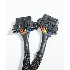 SUJADE YAKEFLY 1FT Thick Wire Underdash Splitter Cable,OBDII 16 Pin Splitter Extension,16pins Male 1 to 2 Female Splitter Y Cable 20awg Thick Wire Underdash Splitter Cable,Fits for Most Cars