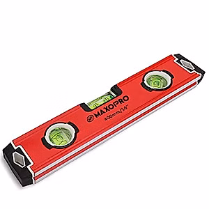 16-Inch Torpedo level Magnetic – Heavy-Duty Box Leveler Tool with 3 Vials 45°,90°,180° - Aluminum Alloy Magnetic Level Tool – Lightweight and Sturdy Plumbing Level for Professionals – By MaxoPro