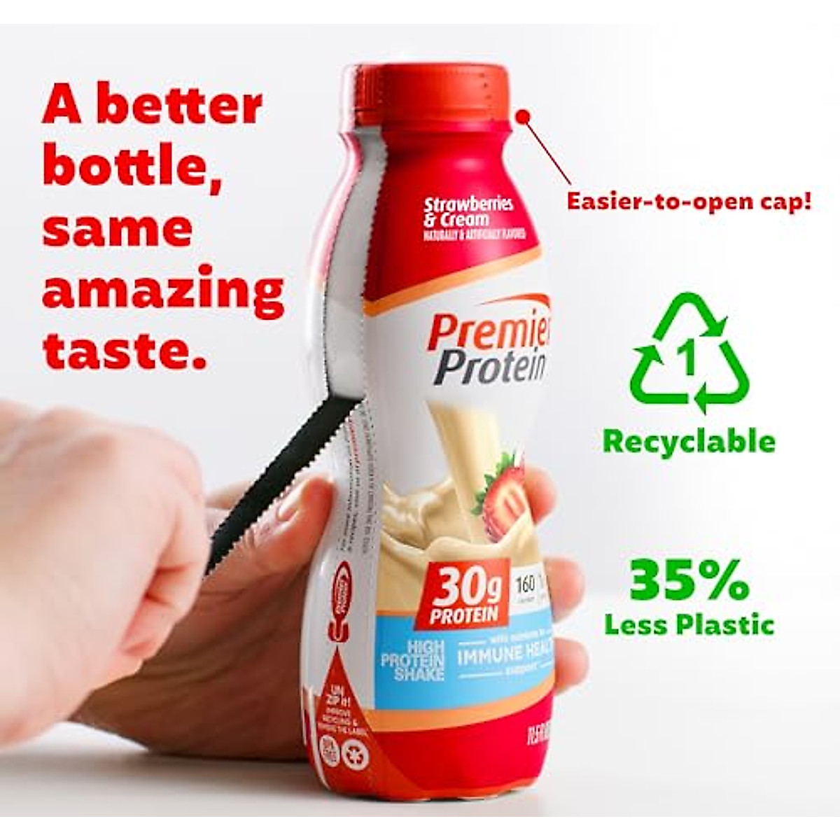 Premier Protein Shake, Strawberries & Cream, 30g Protein, 1g Sugar, 24 Vitamins & Minerals, Nutrients to Support Immune Health,11.5 fl oz