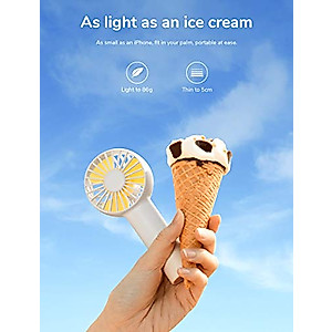JISULIFE Mini Fan Battery Operated Handheld Fan with 2000 mAh Battery or USB Powered Personal Mini Fan,3 Speeds,Enhanced Airflow, Rechargeable Quiet Pocket Fan for Home,Outdoor-White