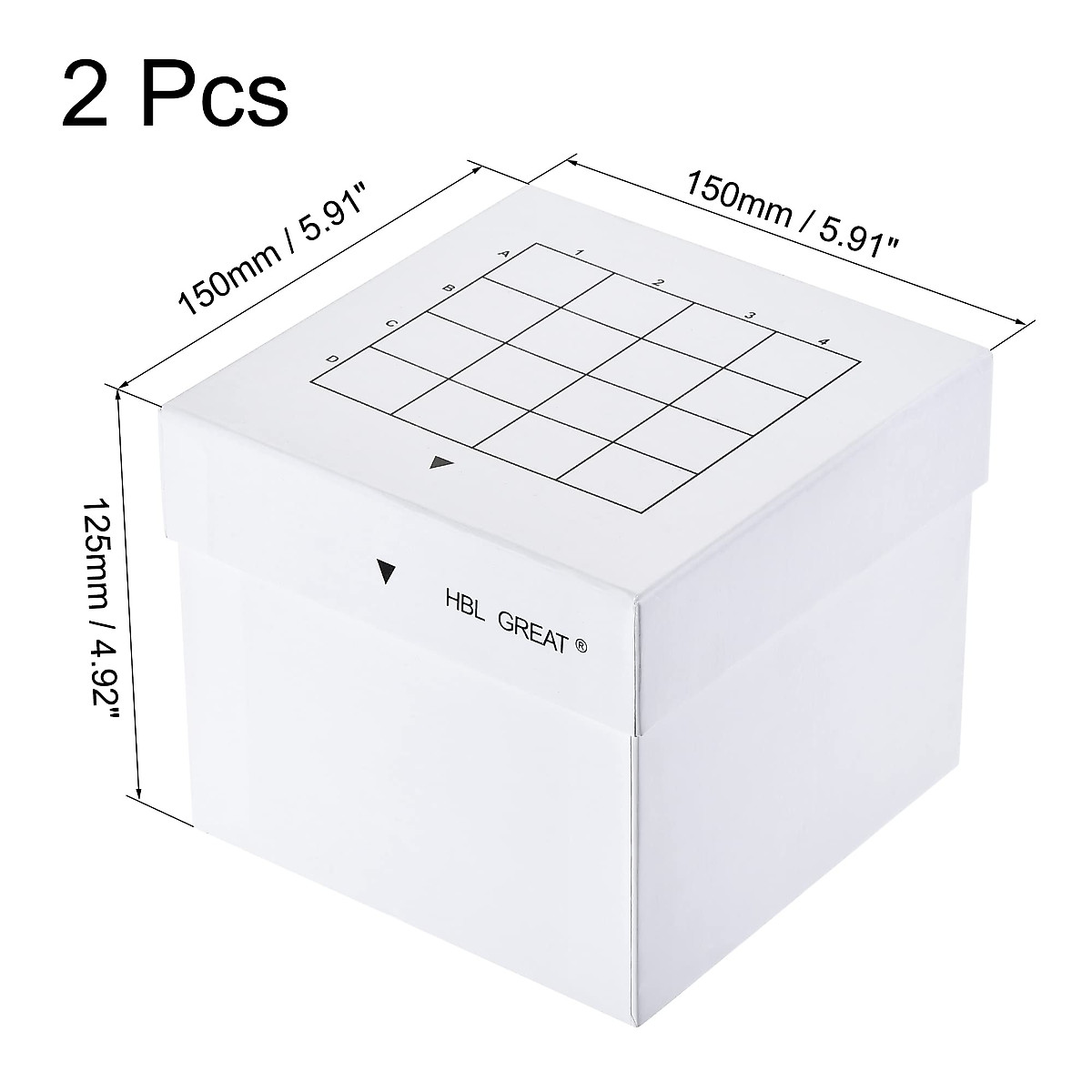 uxcell Centrifuge Tube Freezer Storage Box 16 Places Cardboard Cryogenic Holder Rack for 50ml Microcentrifuge Tubes Vials Samples, White 2pcs
