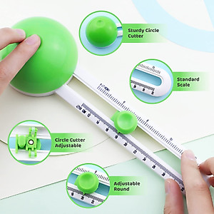 YETOOME Circular Paper Cutter, Rotary Circle Cutter Cut Paper Trimmer Scrapbooking Tool with 3 Replaceable Blades for Art and DIY Crafts, Cards Making (Green)