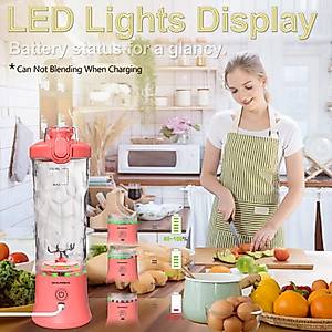 3 Portable Blender, Personal Size Blender for Shakes and Smoothies with 6 Blades Mini Blender 20 Oz for Kitchen,Home,Travel(White+Pink+Black)