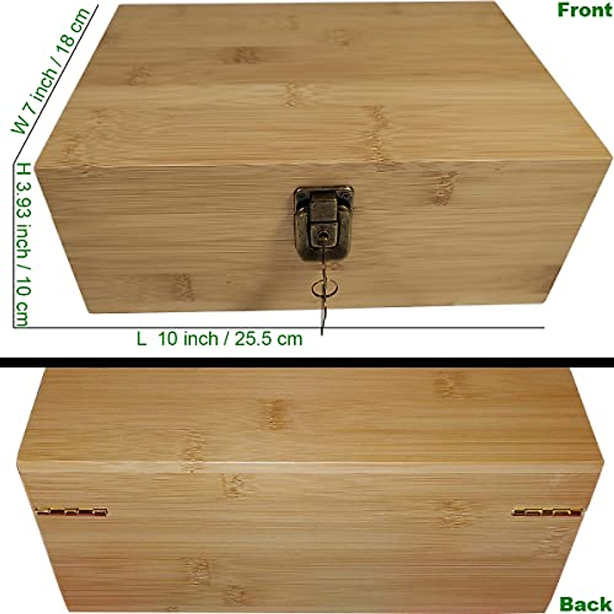IFMOUKMI Large Bamboo Storage Box Set with Lock Kitchen Spice Organizer with Reasonable Space Layout and All Accessories to Meet Storage Needs