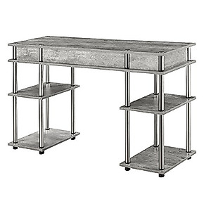 Convenience Concepts Designs2Go No Tools Student Shelves Desk, Faux Birch