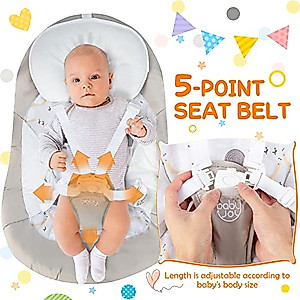 BABY JOY Baby Swings for Infants, Portable Rocker w/ 5 Swing Speeds, 3-Position Adjustable Backrest, 3 Timer Settings, 12 Melodies and 5 Natural Sounds, Compact Swing Chair for Toddlers (Beige)