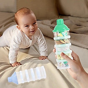 2 PCS 5 Layers Baby Milk Powder Dispenser, Milk Powder Pots, Formula Dispenser Portable Milk Powder Formula Dispenser Container Pot Box Milk Cans Snack Storage Box for Travel (Blue + Pink)