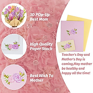 BLOCE Teacher Appreciation Cards, Thank You Cards with Envelopes,Pop Up Flower Bouquet Card for Women Men Kids Husband Wife Mom Dad Daughter