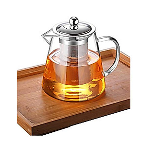 Glass Teapot with Infuser Tea Pot 32oz/43oz Tea Kettle Stovetop Safe Blooming and Loose Leaf Tea Maker Set (43oz/ 1300ml)